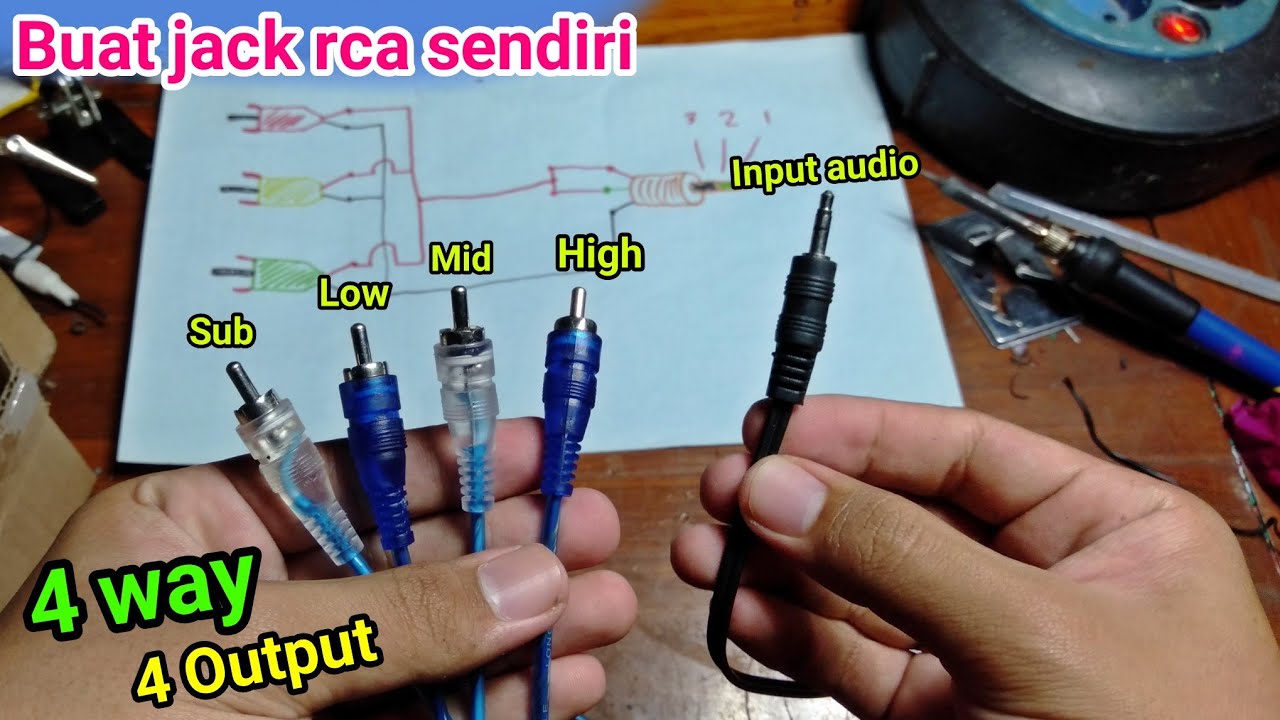CARA MEMBUAT JACK RCA SENDIRI PENGHUBUNG MIXER KE POWER - YouTube