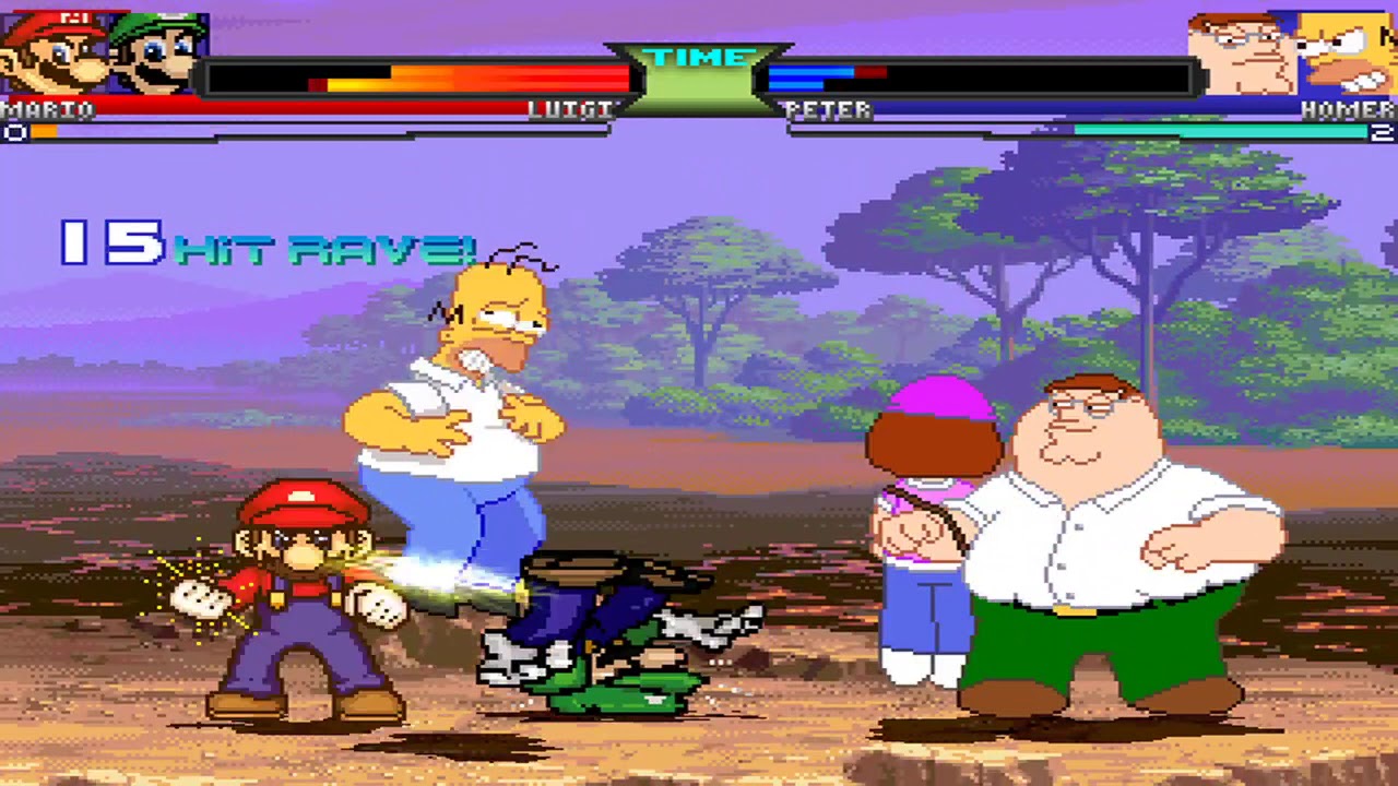 NICK54222 MUGEN: Super Mario and Super Luigi VS Homer Simpson and Peter ...