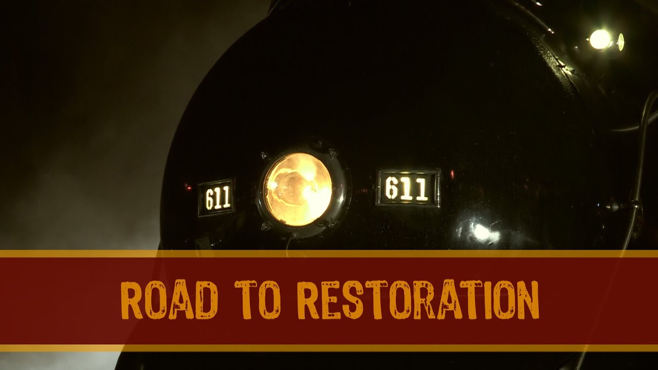 N&W 611 - Departs VMT on road to restoration! - YouTube