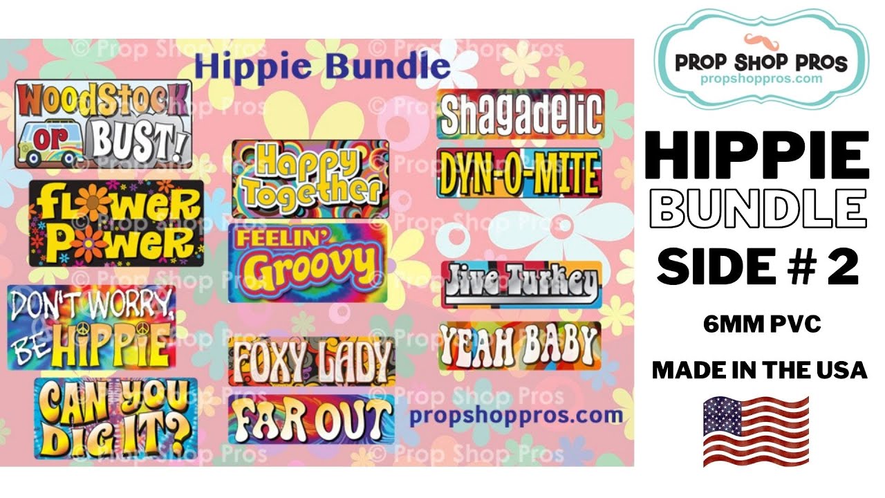 Hippie Signs | 60's Signs | 70's Signs | Photo Booth Props | Prop Signs ...