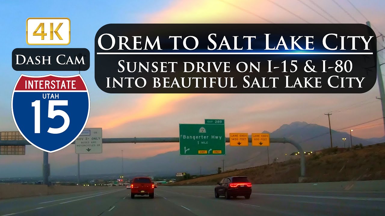 Beautiful Sunset Drive into Salt Lake City From Orem in 4K Ultra HD ...