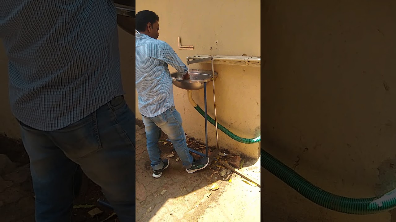 Foot operated hand wash basin - YouTube