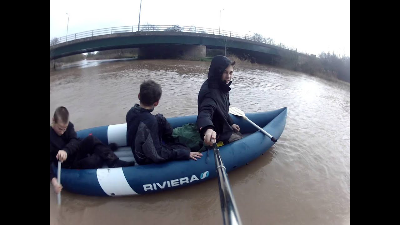 stuck in a flood on a canoe HD - YouTube