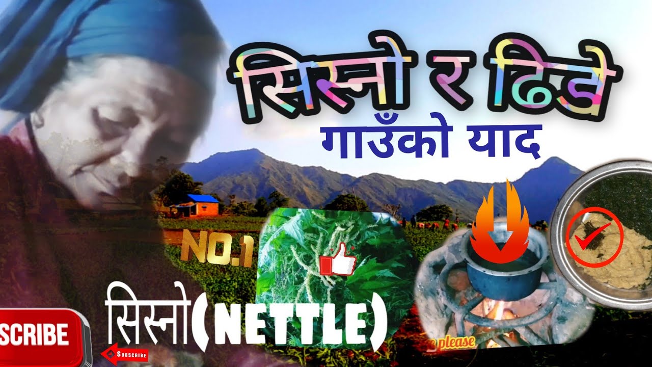 Nepali food sisno dhido cooking and eating village life - YouTube