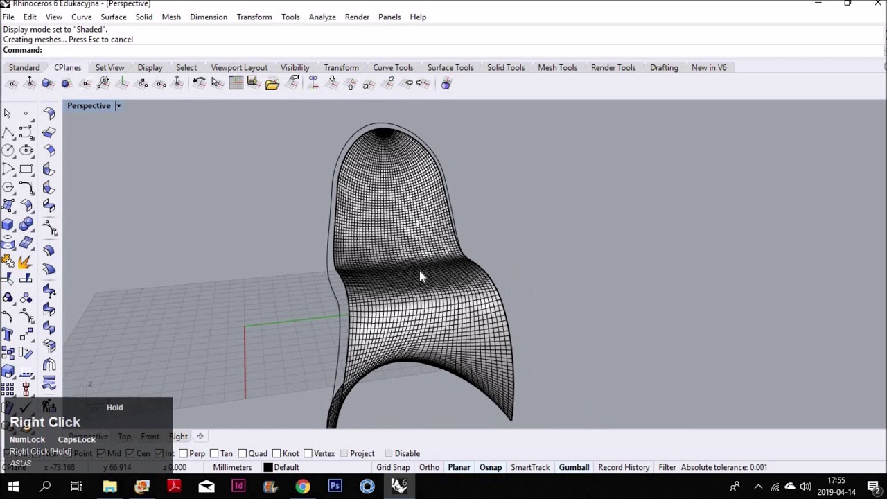 Rhinoceros 6 tutorial Pantone chair - YouTube