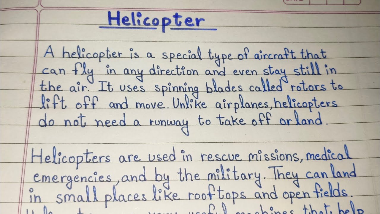 Short Essay on Helicopter in English | Helicopter Essay Writing - YouTube