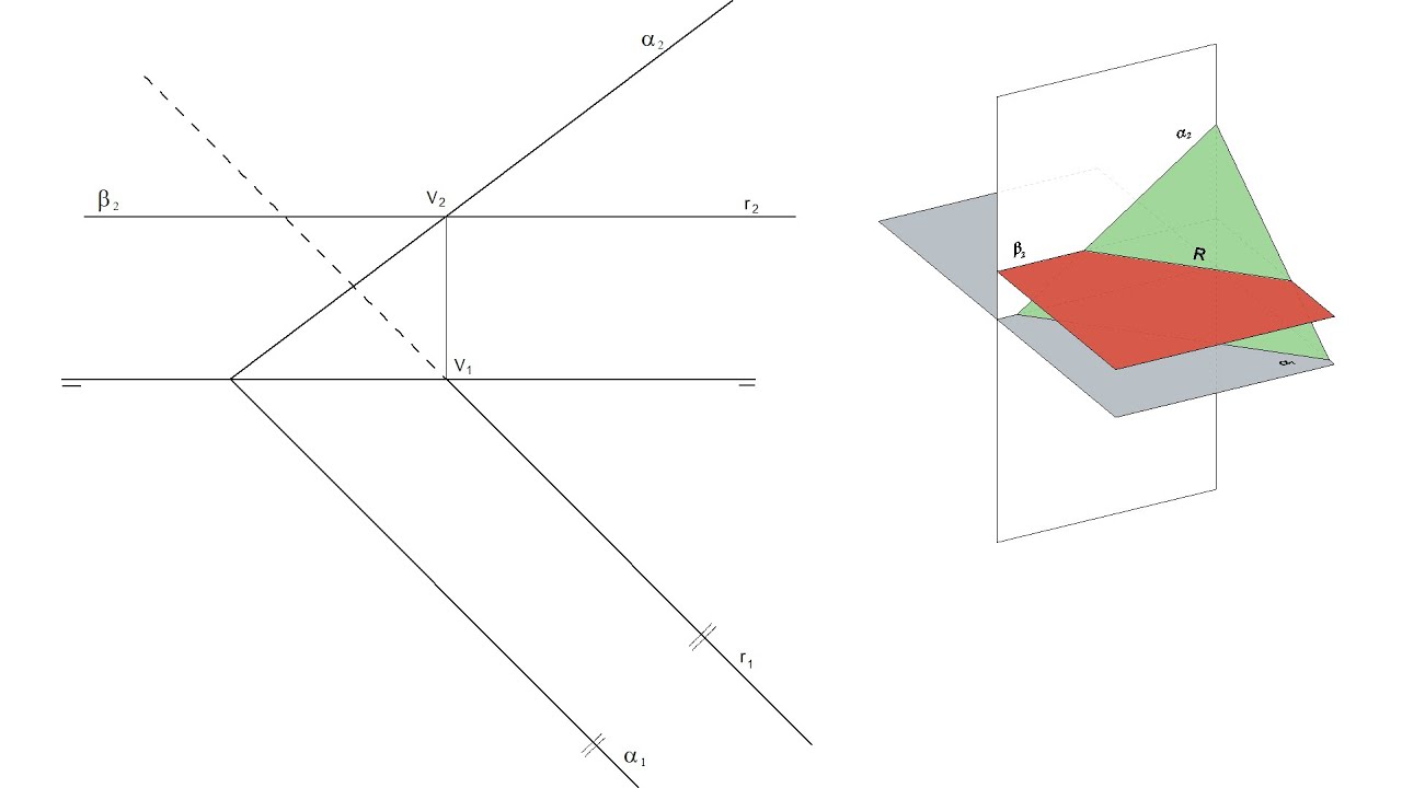 Intersección de plano oblicuo con plano horizontal en Sistema Diédrico ...