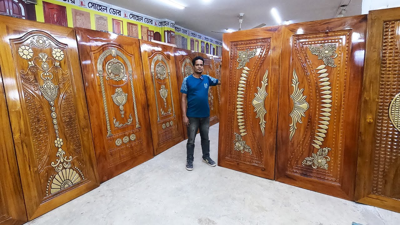 কম দামে🔥সেগুন ও মেহগনি কাঠের দরজা। kather dorja design price in ...