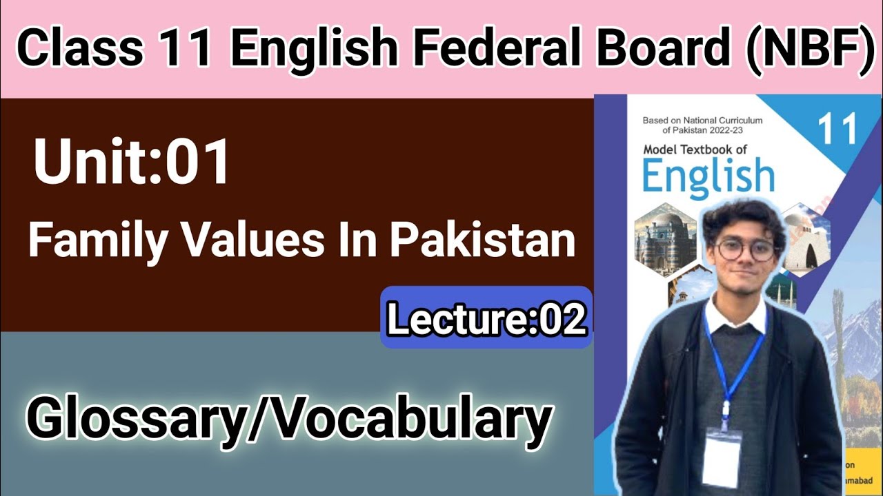 Glossary - Vocabulary || Unit:01 Family Values in Pakistan | Class 11 ...