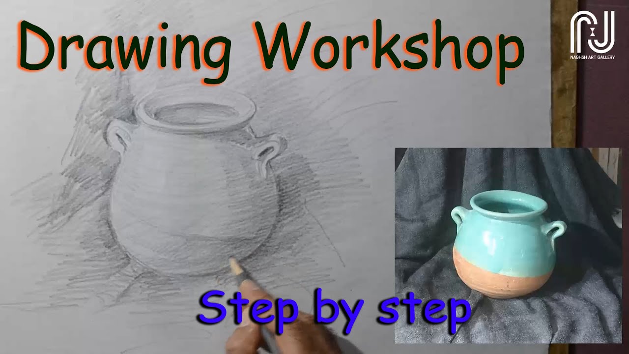 simple drawing (clay pot) easly step by step - YouTube