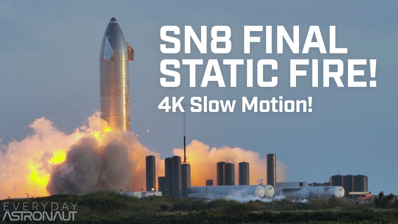 Starship SN8's final static fire in 4K Slow Motion! - YouTube
