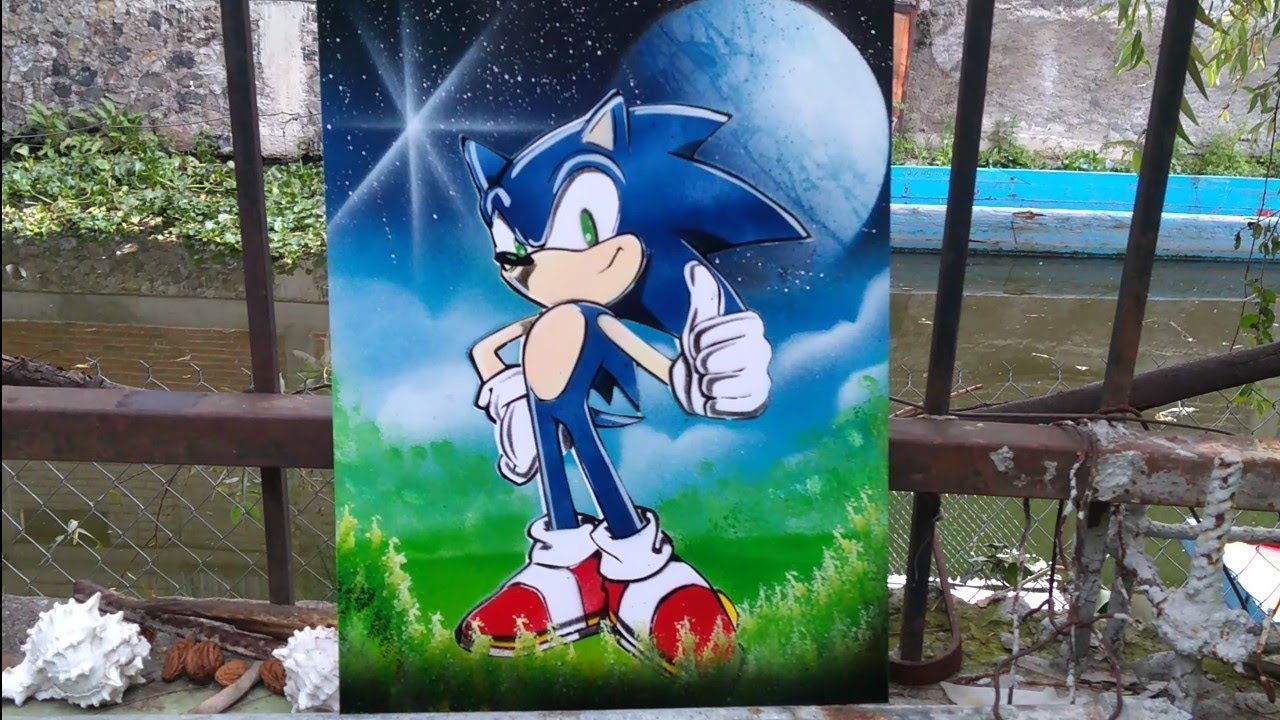 Spray painting Sonic - @SprayPaintArtDragón - YouTube