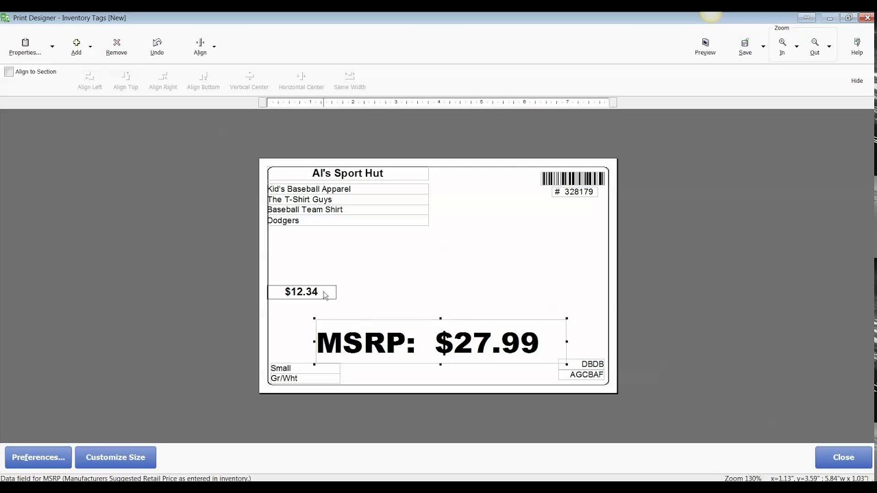 QUICKBOOKS POINT OF SALE: CREATE CUSTOM TAGS OR DOCUMENT SIZES - YouTube