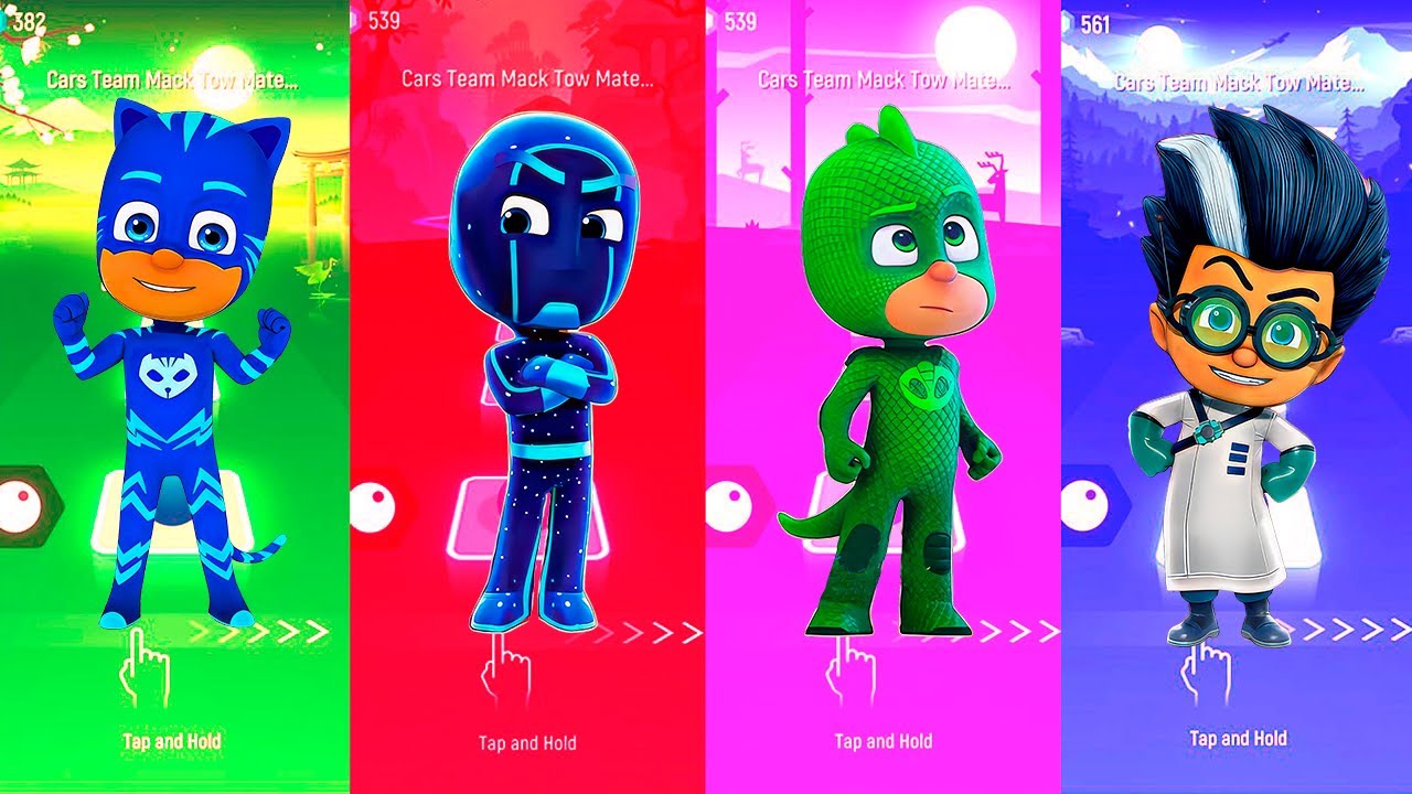 CatBoy 🆚 Night Ninja 🆚 Gekko 🆚 Romeo - PJ Masks 🎶 Tiles Hop EDM Rush ...