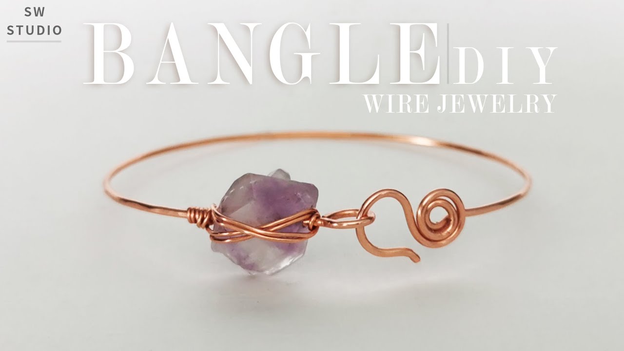 Amethyst Bangle/Easy Bangle/ Easy Bracelet/Wire Wrap Bracelet Tutorial/How to make - YouTube