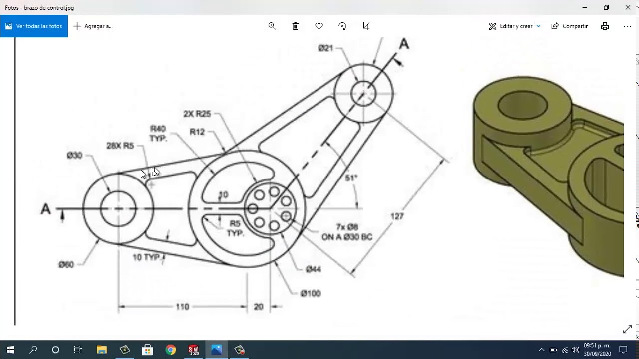 Control Arm (Brazo de control) SolidWorks - YouTube