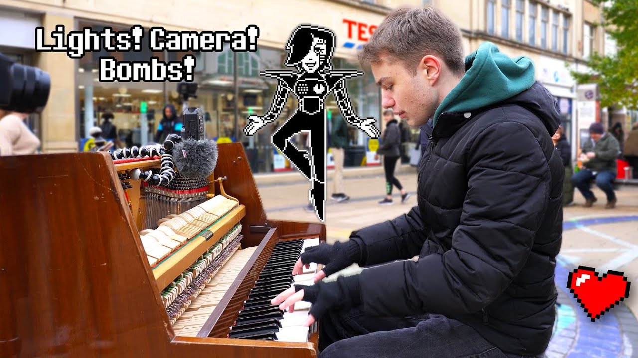 I played DEATH BY GLAMOR (Undertale) on piano in public - YouTube