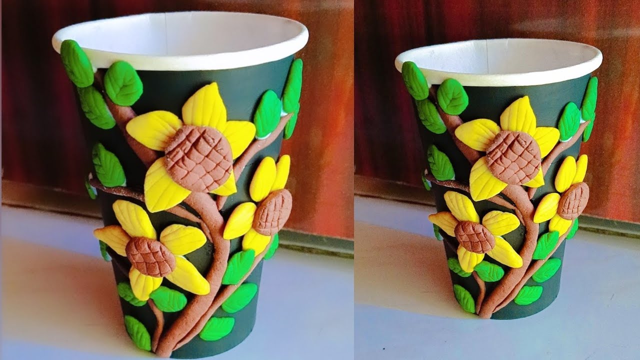 Use And Throw Glass Craft || Clay Flower Craft || Mamata's Creatives ...