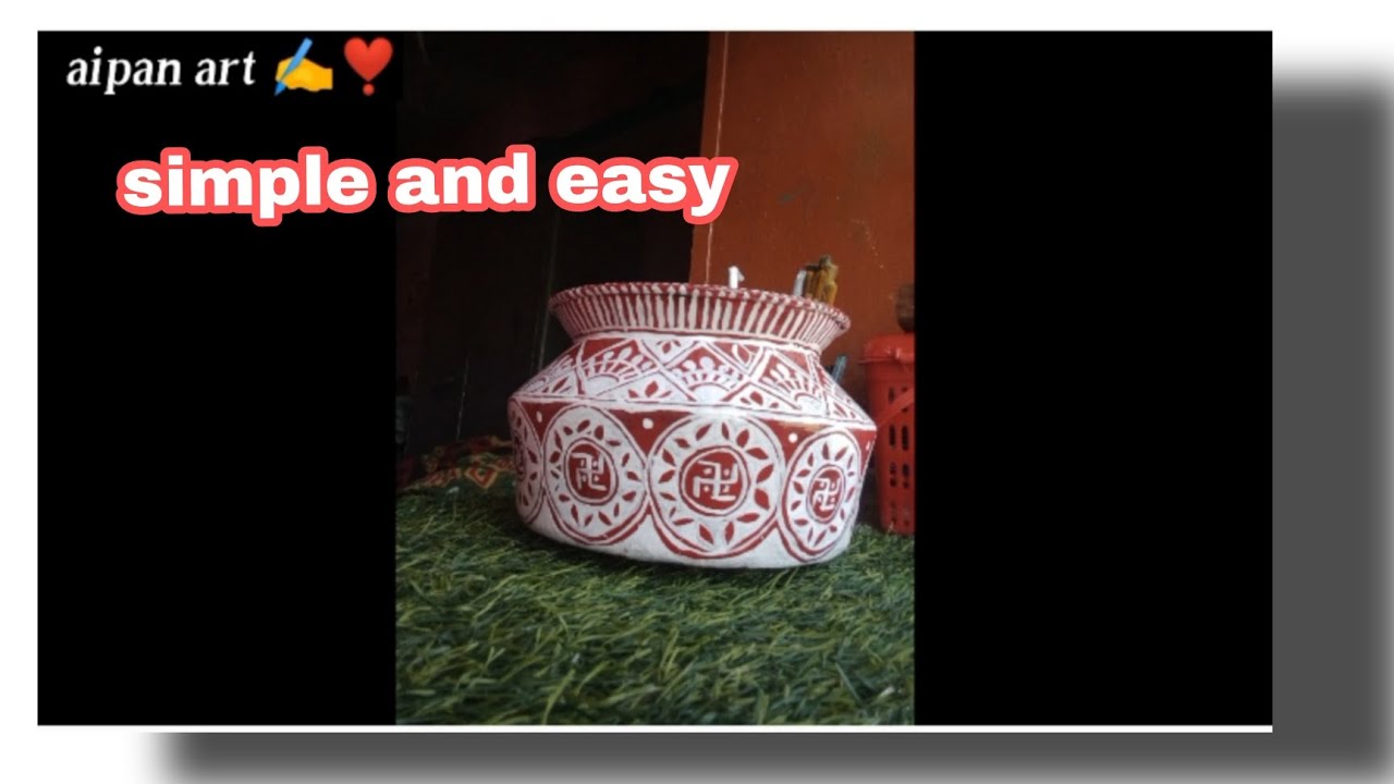 aipan art on a pot || (simple and easy) || ️ 🌺 - YouTube