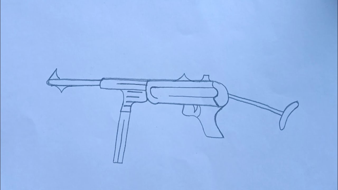 How to draw free fire mp40 gun easy simple drawing tutorial || - YouTube