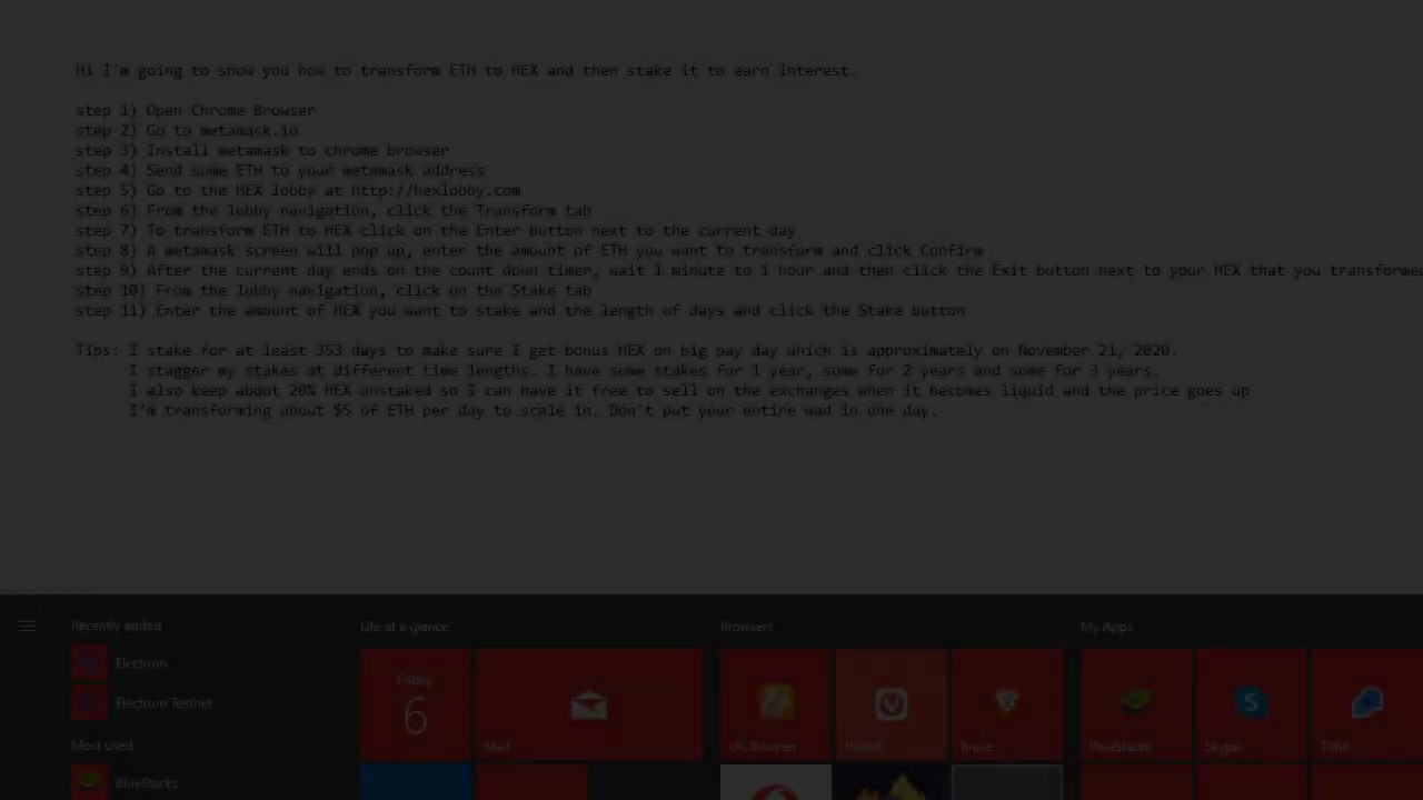 HEX Tutorial. How to stake HEX. Transform ETH into HEX. - YouTube