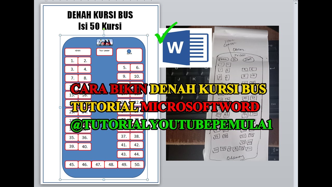cara bikin denah kursi bus |tutorial microsoftword @tutorialyoutubepemula1 - YouTube