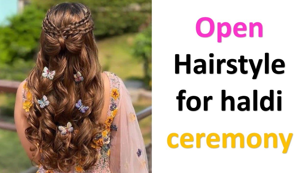 antique open hairstyle for haldi bride | hairstyle for wedding function ...