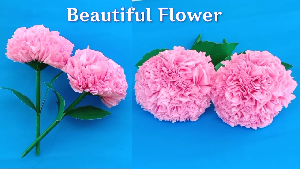 How To Make Round Tissue Paper Flower | DIY Paper Craft - YouTube