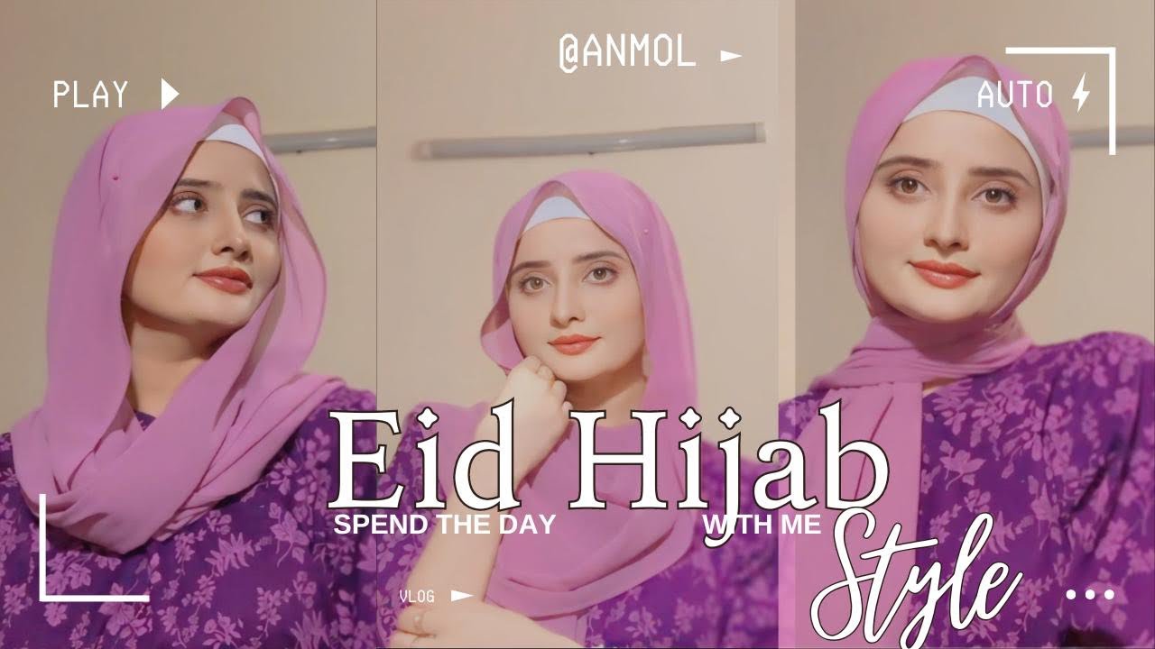 Simple hijab styles without pins for Eid | hijab tutorial | simple ...