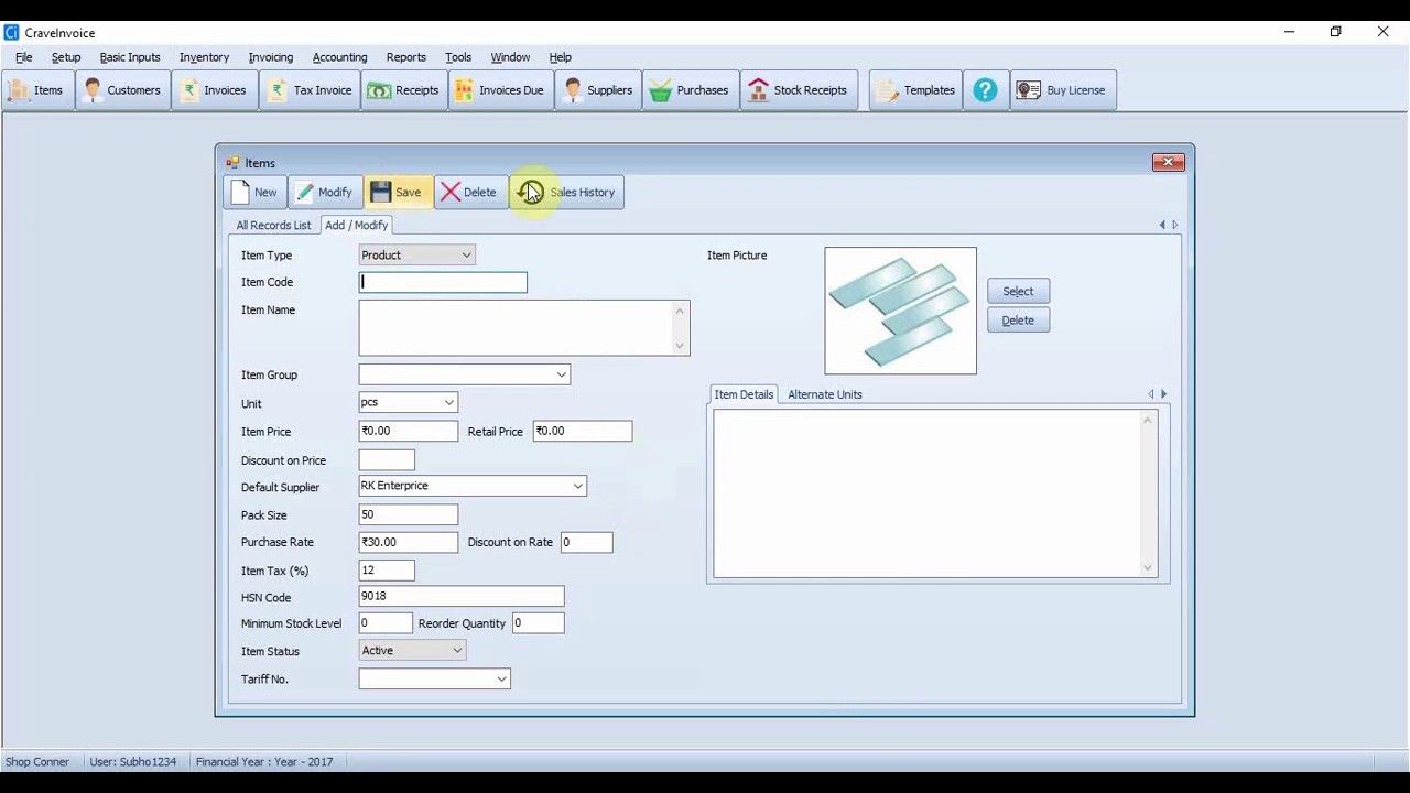 GST Accounting Software Adding Items and Import Export 4 - YouTube