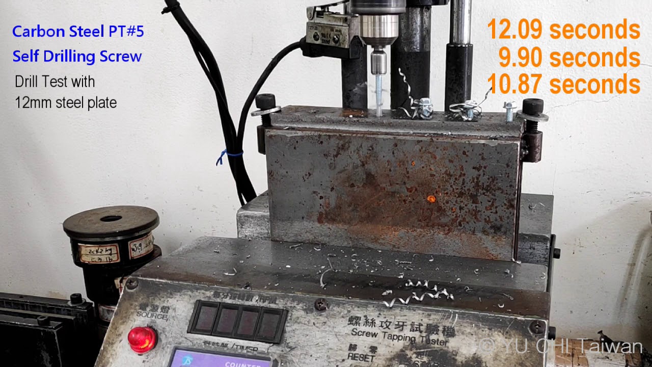 Carbon Steel Point #5 Self Drilling Screw Drill Test with 12mm Plate ...