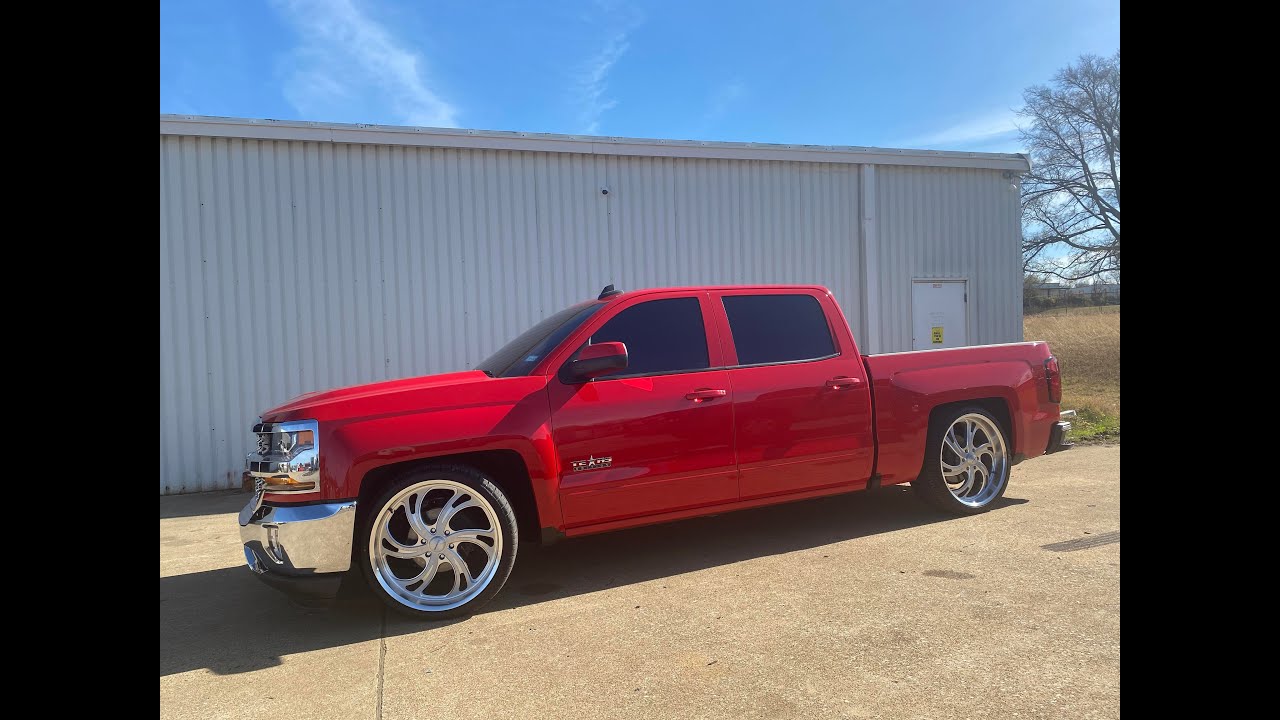 24 in corsart wheels on 2018 Chevy Silverado on 4/6 drop - YouTube