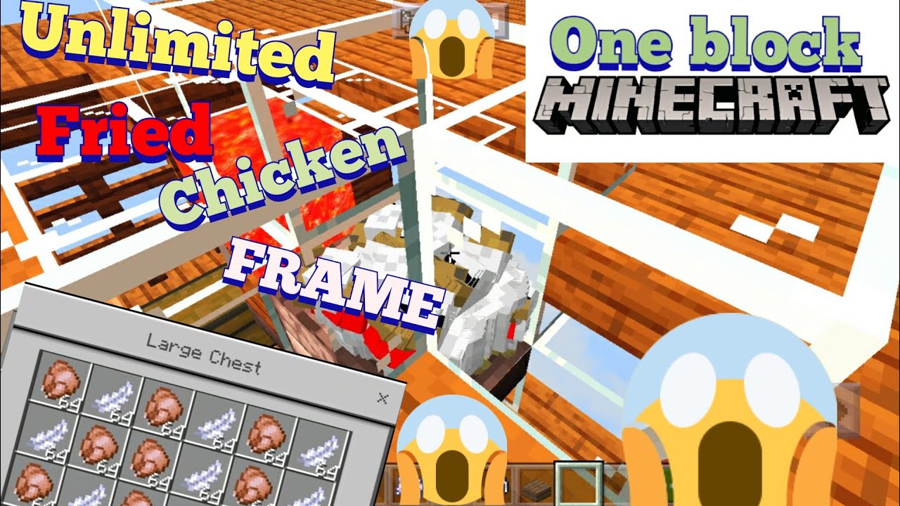 Make unlimited fried chicken frame ||One block minecraft #11||😤😤 - YouTube
