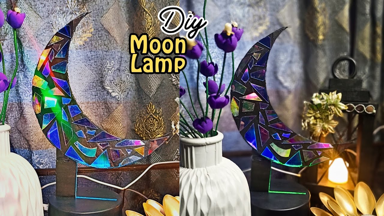Diy Home decoration ideas by old CD | Diy Moon light | Diy Moon lamp ...