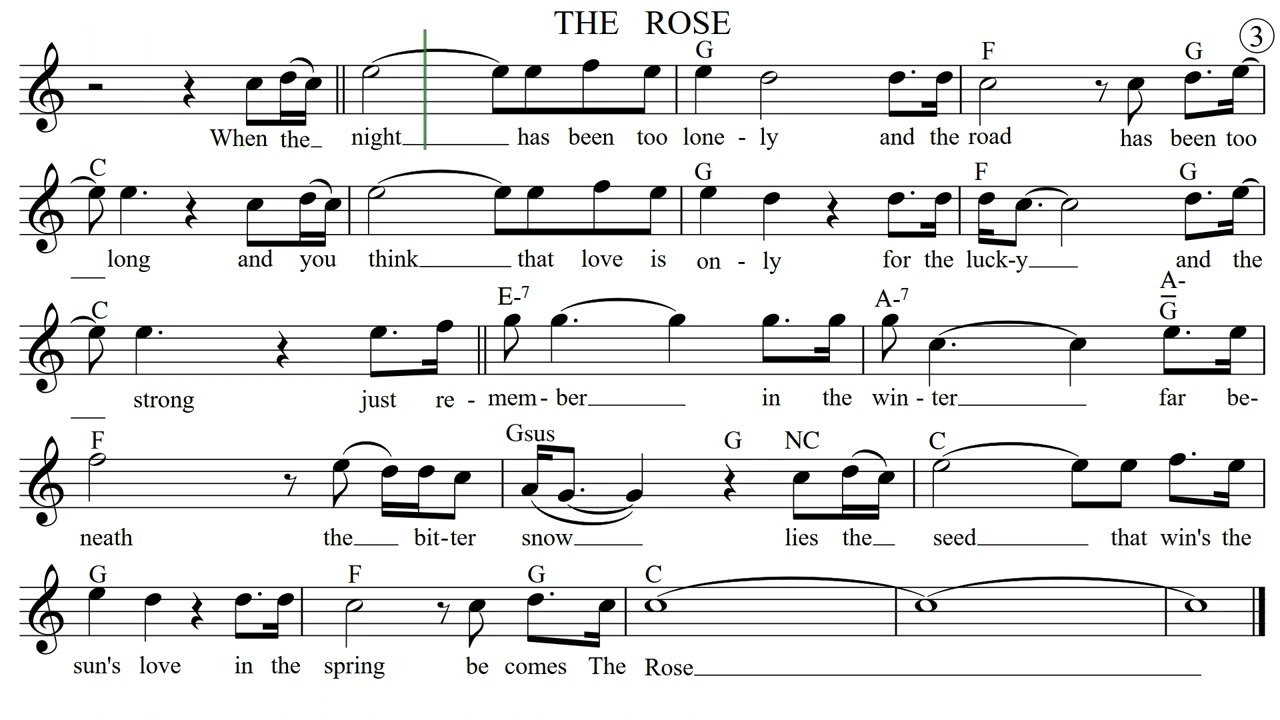 THE ROSE for flute or violin Sheet Music Play Along Backing Track ...