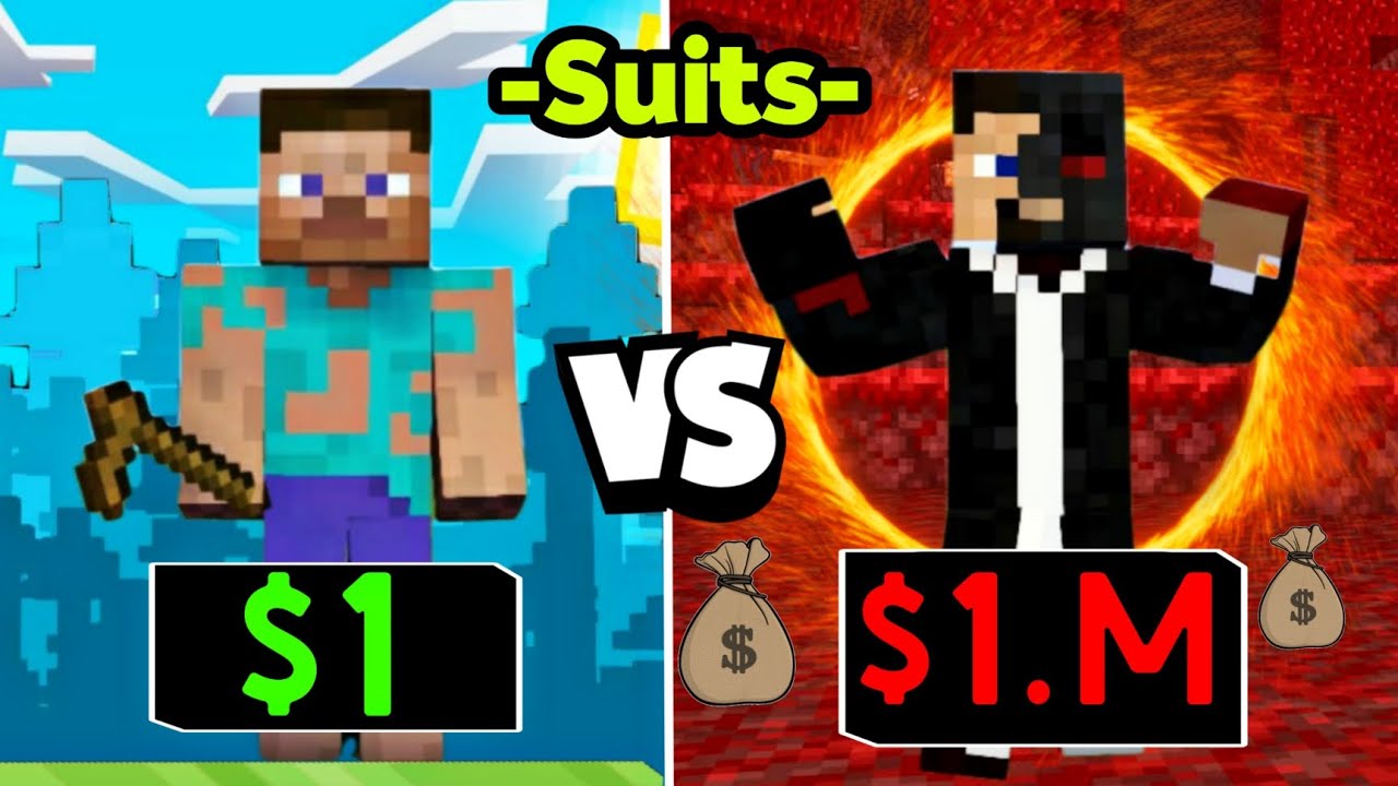 1$ vs $1million Dollars Minecraft (suits edition) - YouTube