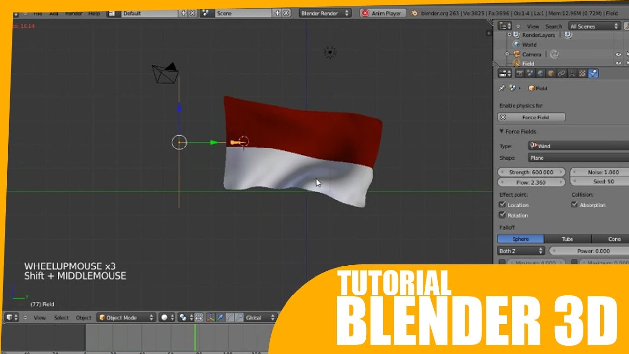 [TUTORIAL BLENDER] How To Make flag fluttering effect in Blender 3D ...