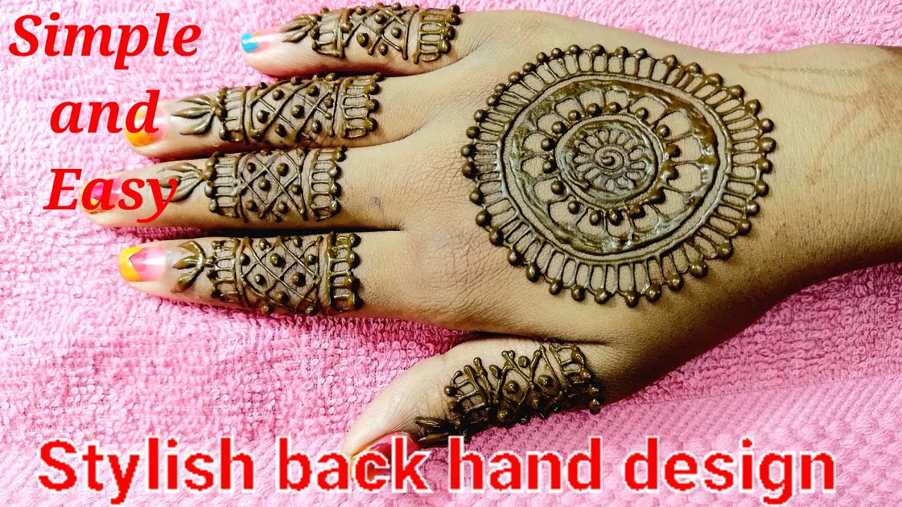 Simple and easy back hand design #mehndi #backhandmehndi - YouTube
