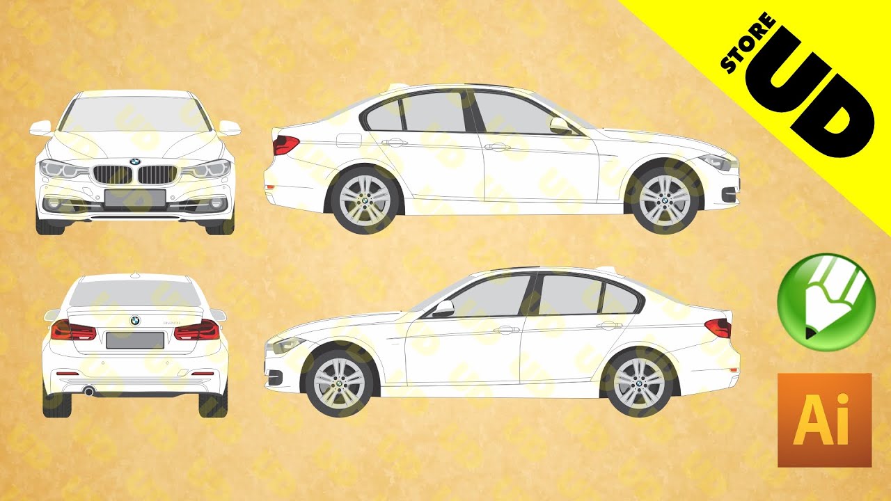 BMW 320i 2016 - Vetor Corel e Illustrator | CDR e AI - YouTube