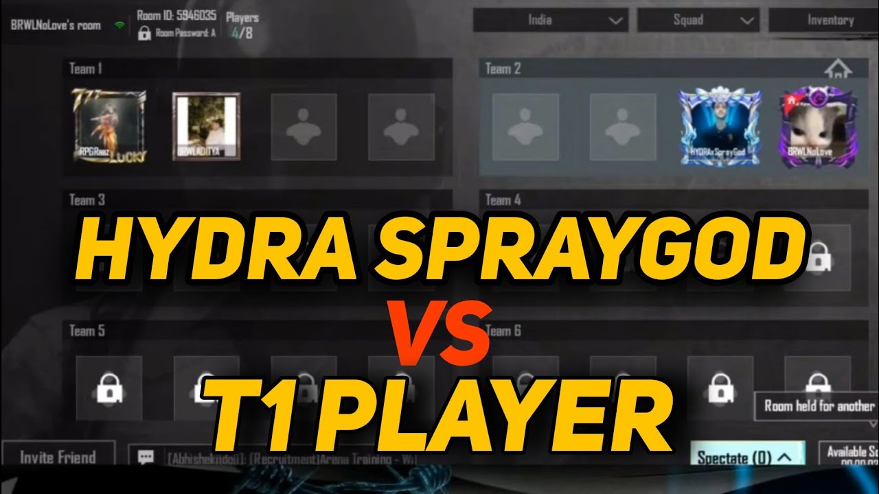 HYDRA SPRAYGOD VS T1 PLAYER TDM MATCH BGMI - YouTube