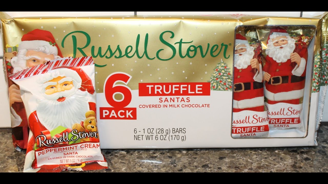 Russell Stover: Peppermint Cream Santa and Truffle Santa Review - YouTube
