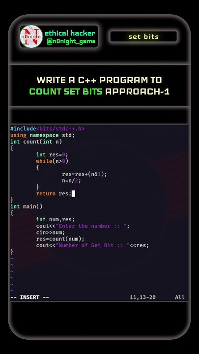 Count Set Bits In C Bit Manipulation Tutorial Cplusplus Nonightgams Programmer Bitwise