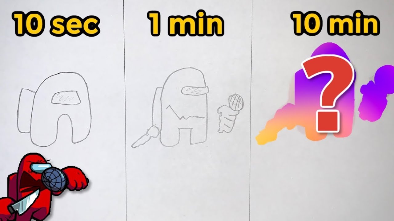 Drawing fnf Among Us mod in 10 seconds, 1 minute, 10 minutes | Friday ...