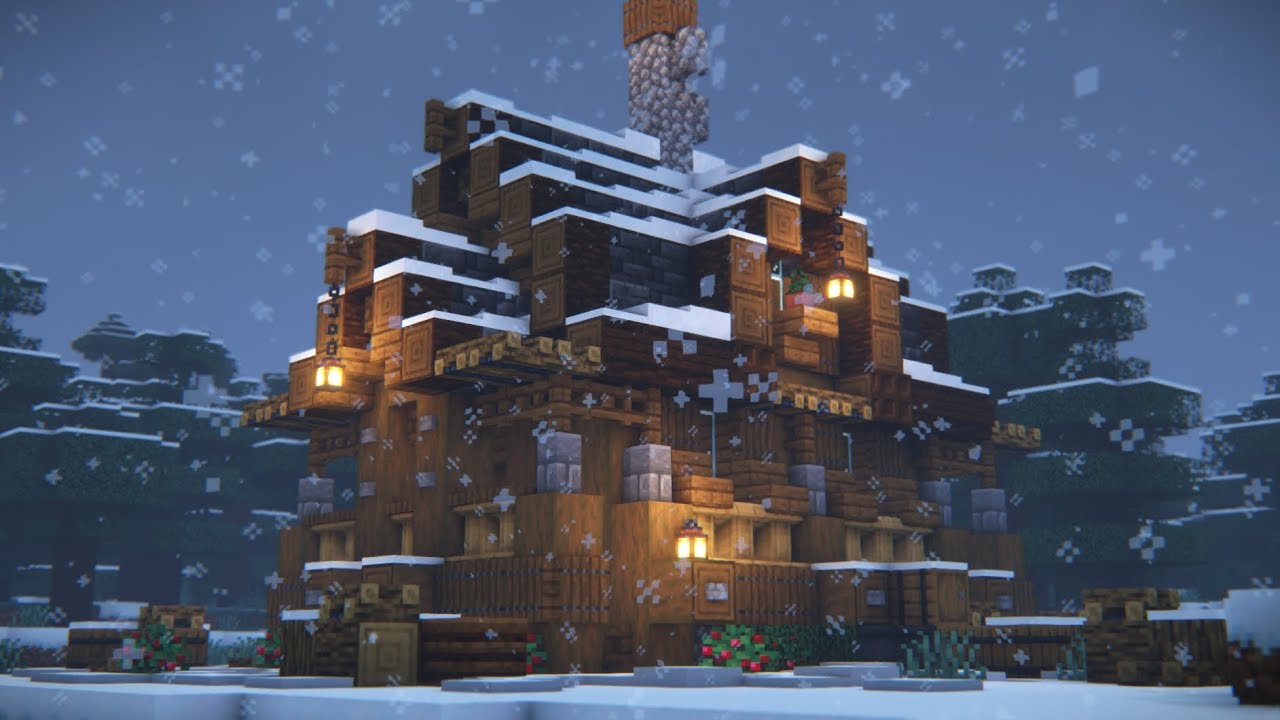 Minecraft Starter House | ☃️ Winter Cabin Tutorial - YouTube