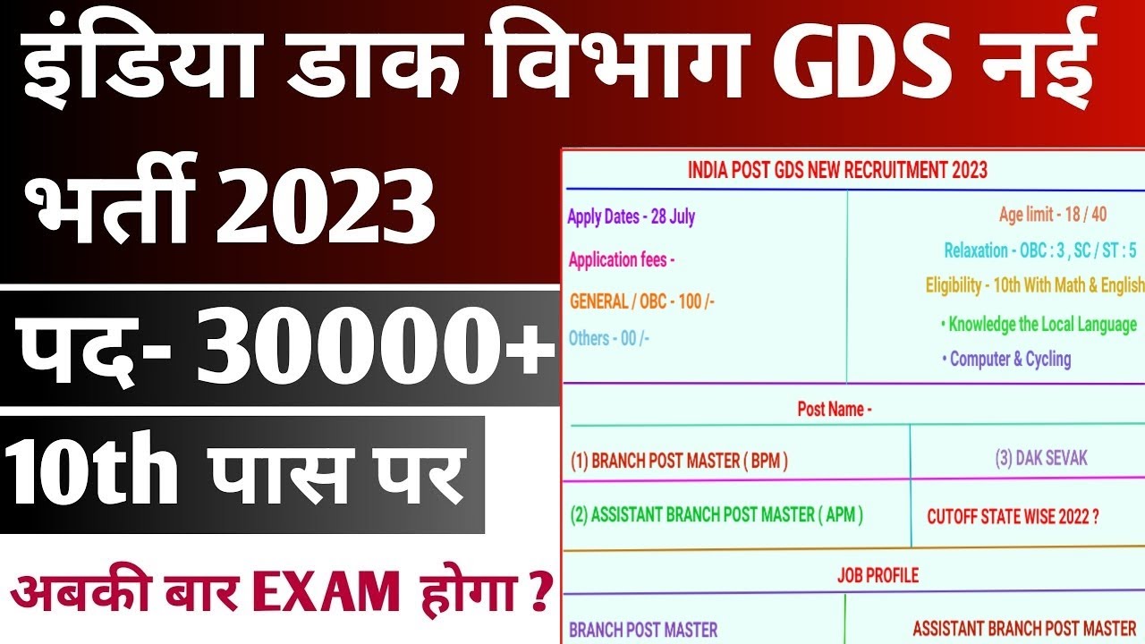 India Post GDS ( Gramin Dak Sevak ) New Recruitment 2023 | GDS Dak ...
