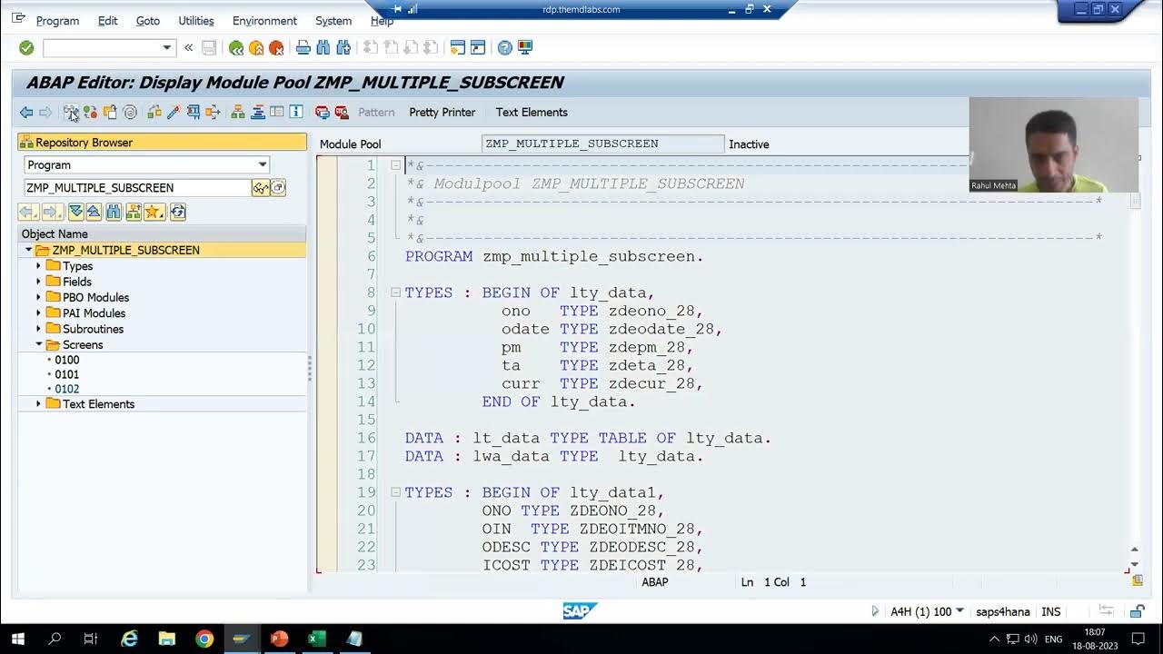 37 - Module Pool Programming - Multiple Sub Screens in Single Subscreen Area Part3 - YouTube