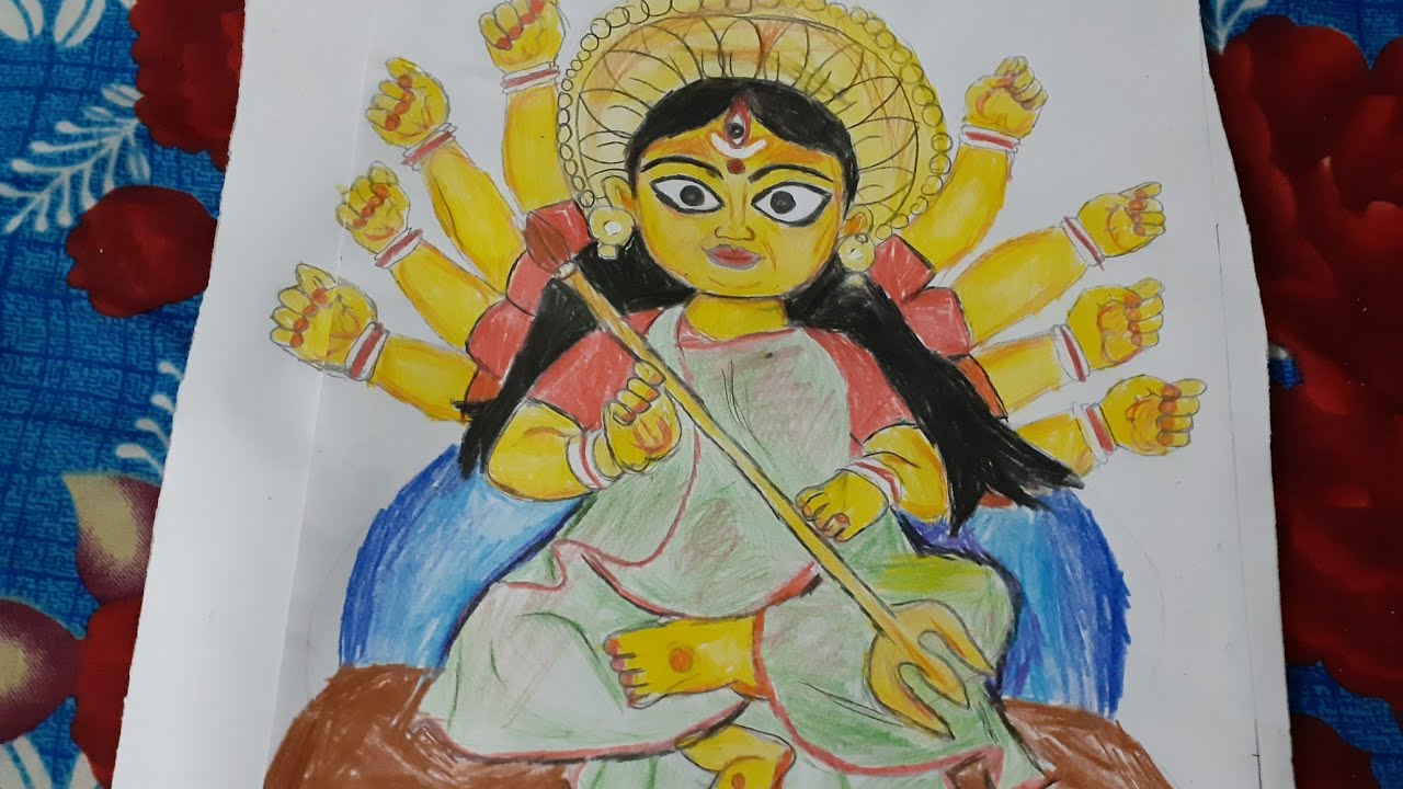Durga maa drawing | How to draw durga maa | tutorial video | by Badri ...