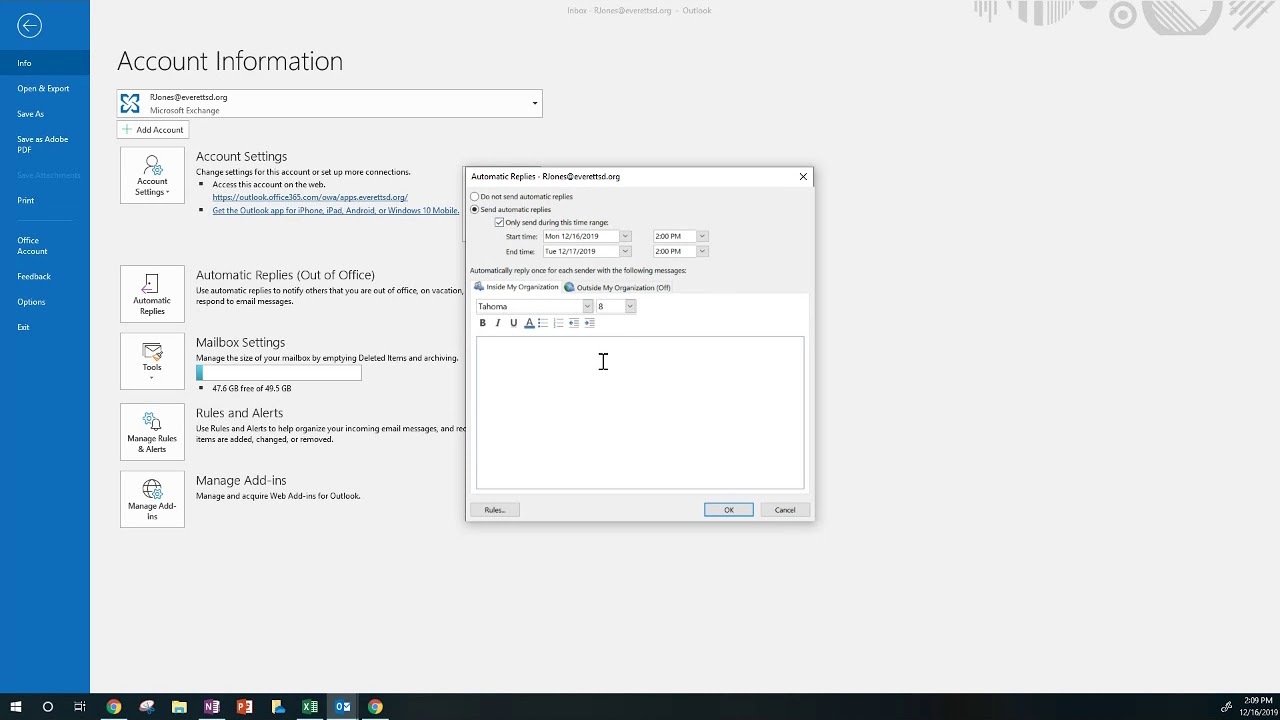 How to add automatic replies in Exchange Mail - YouTube