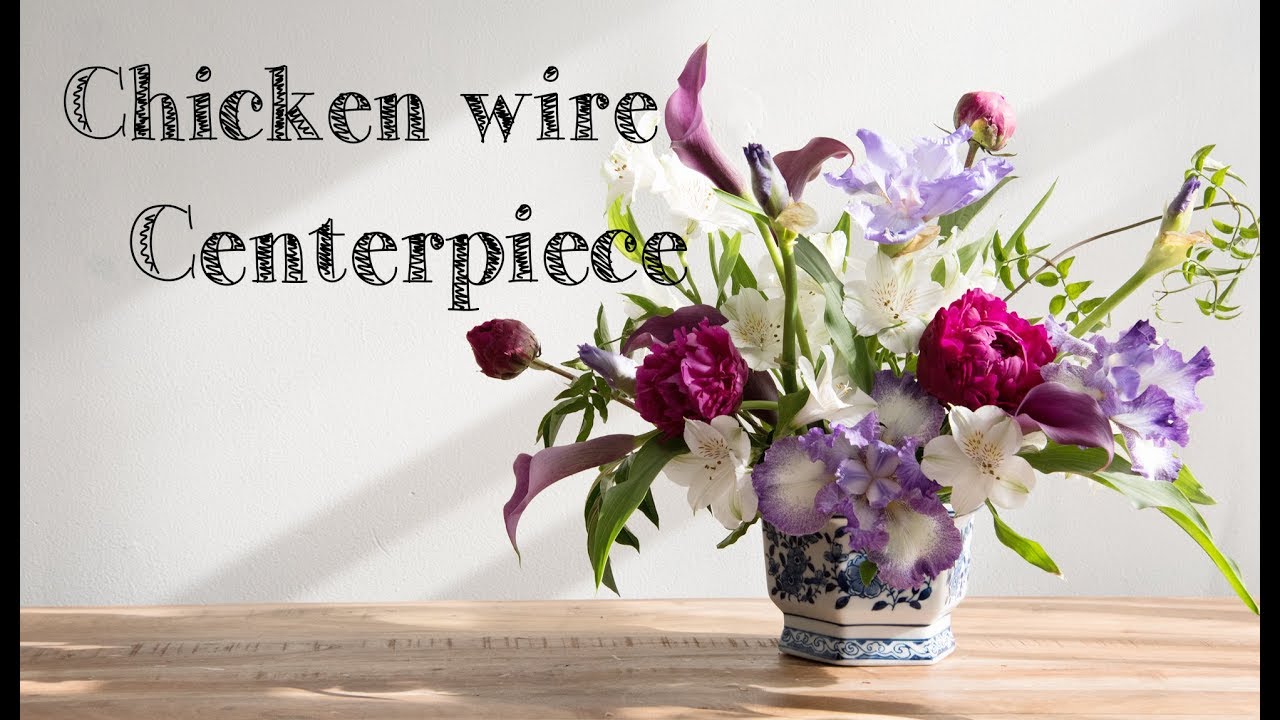 Oriental flower arrangement - Chicken wire Centerpiece, flower lesson ...