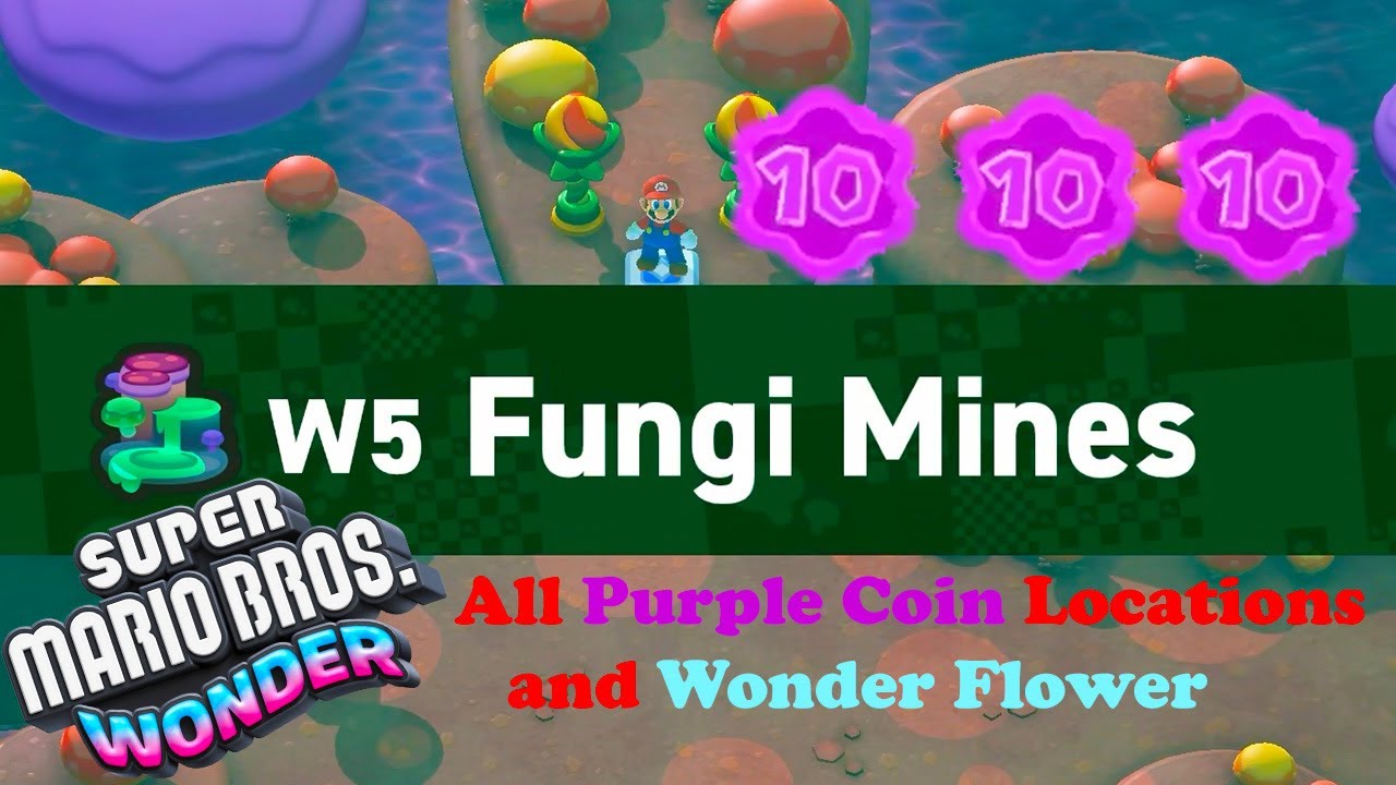 Fungi Mines (World 5) (Super Mario Bros Wonder) All Purple Coins! - YouTube